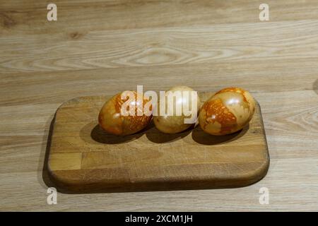 Easter eggs coloured with onion shell Stock Photo - Alamy