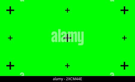 Green screen background with black tracking cross marks. Chromakey ...