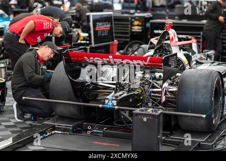 June 08, 2024: IndyCar Team Penske Verizon race car is prepared for the ...