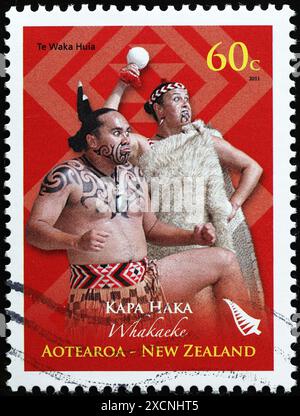 Maori dance Kapa haka on New Zealand postage stamp Stock Photo - Alamy