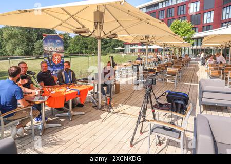 WOLFSBURG, GERMANY - JUNE 18: recording the Telegraaf kick off podcast ...
