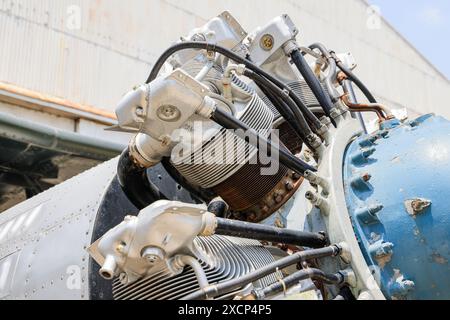 closeup Airplane cylinder engine, Vintage Airplane engine Stock Photo ...