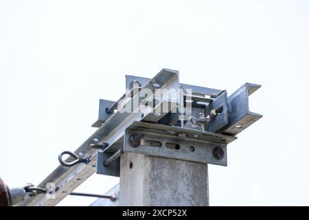 Pouring cement on the foundation pole in construction site Stock Photo ...