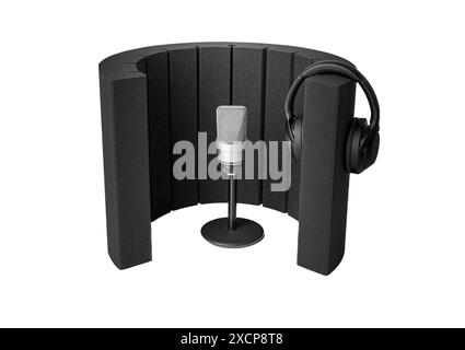 Blogger microphone and acoustic foam on a white Stock Photo - Alamy