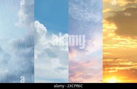 Different weather conditions due to season changing, banner design ...
