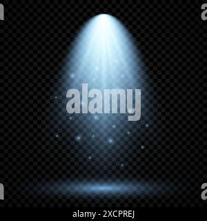 Cold blue lighting with spotlight. Scene illumination effects on a dark ...