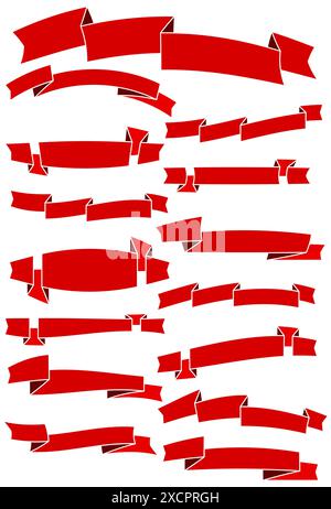 Set of fifteen red cartoon ribbons and banners for web design. Great ...