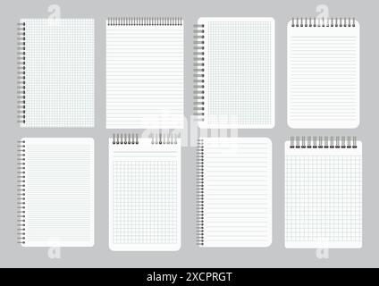 Notepads with empty lined and checkered paper with binder iron spiral ...
