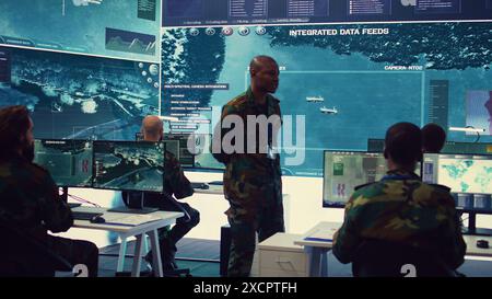 Platoon captain handling surveillance and safety operations with crew ...