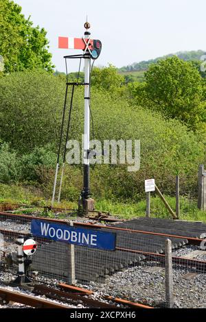 A lower quadrant semaphore signal and a ground shunting signal at ...