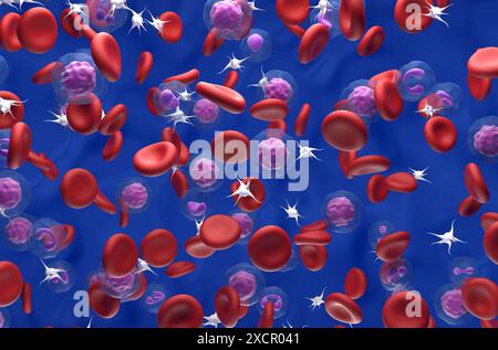 High level of RBC and platelet in Polycythemia vera (PV) - closeup view ...