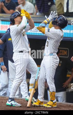 Milwaukee Brewers third baseman Joey Ortiz looks on during the fourth ...