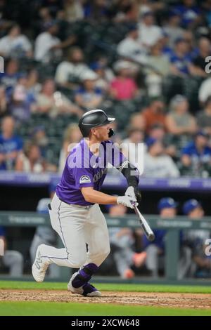 Colorado Rockies Hunter Goodman (15) hits a home run during an MLB ...