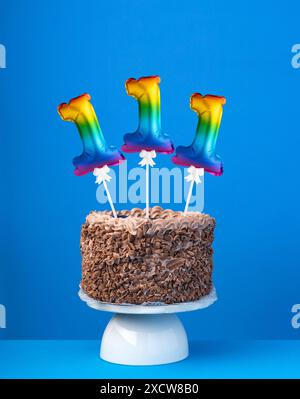 Multicolored balloon for number 111 celebration. Happy birthday on ...