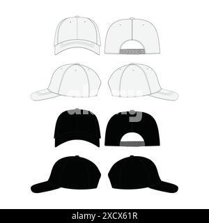 Streetwear Blank Baseball Cap Mockup Breathable Hats Vector Bundle ...
