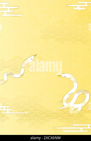 Japanese traditional background with snakes and gold, New Year's ...