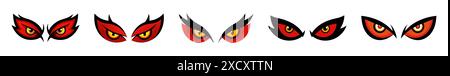 Red and black devil eyes with flames in a graphic design. Fiery eyes of ...