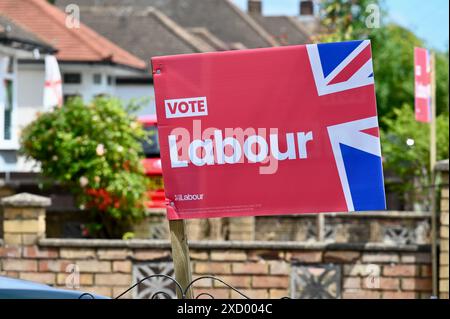 Vote Labour Placard in preparation for the General Election on 4th July ...