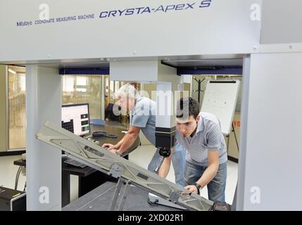 The SAT team calibrating three-dimensional machine. Calibration of CMM ...