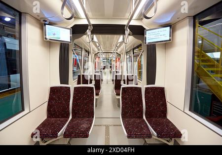 Interior of urban tram Stock Photo - Alamy