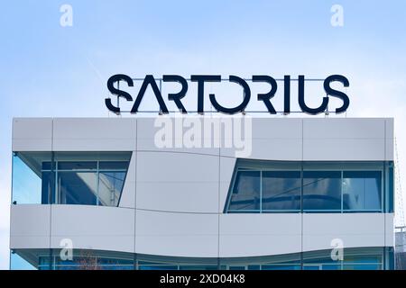 Sartorius company building, biopharmaceutical industry and laboratory ...