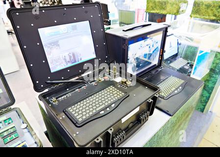 Protected military industrial computers and laptops on exhibition Stock ...