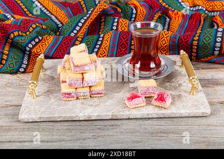 Turkish delight with petit beurre. Fresh biscuits and Turkish delight ...