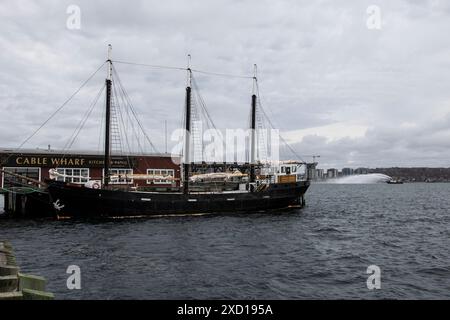 Tall Silva ship at the Cable Wharf at the waterfront boardwalk in ...