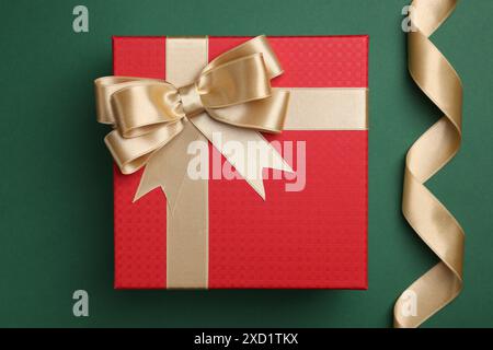 Green ribbons with beautiful bow on white background Stock Photo - Alamy