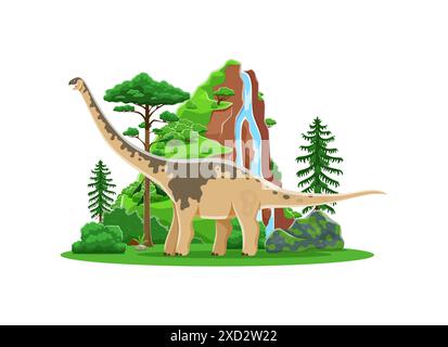 Paralititan prehistoric dinosaur character roaming at serene nature ...