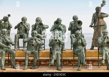 Tribute to sardana traditional catalonian dance. Musicians sculpture ...