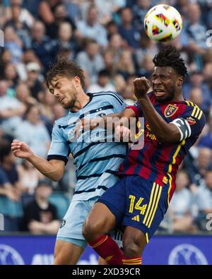 Real Salt Lake midfielder Emeka Eneli (14) controls the ball against ...