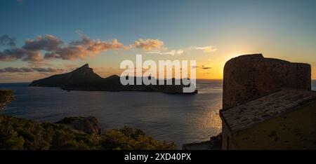 Panoramic view of a sunset in Cala Benirras Stock Photo - Alamy
