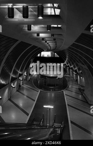 Futuristic underground station in Cologne, black and white, Cologne ...