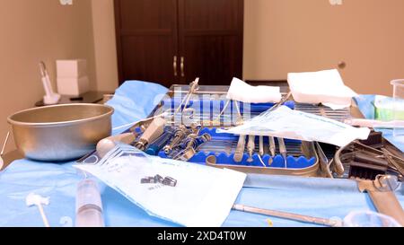 Surgical Instruments Prepared for Medical Implant Procedure Stock Photo ...