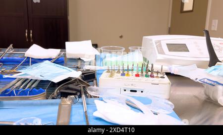 Surgical Instruments Prepared for Medical Implant Procedure Stock Photo ...
