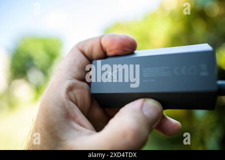 Elon Musk and Starlink logo. Modern satellite internet technologies ...