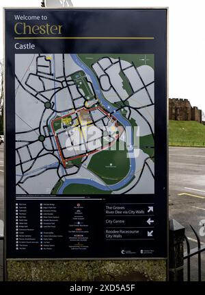Welcome to Chester and city guide sign, Chester, Cheshire, England, UK ...
