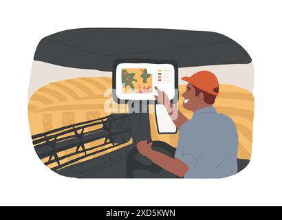Yield monitoring isolated cartoon vector illustrations. Farmer ...