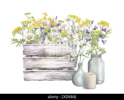 Green glass jar candle with wooden lid and box 3D render mockup Stock ...