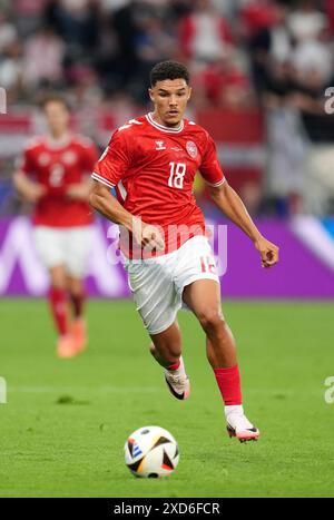 Denmark’s Alexander Bah during the UEFA Euro 2024 match at the ...