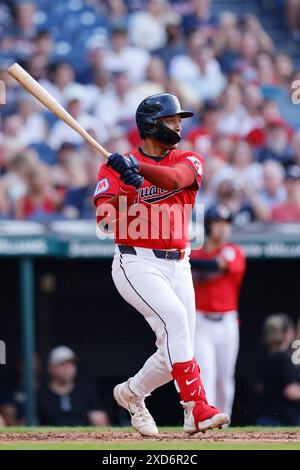 Cleveland Guardians' Bo Naylor bats during a baseball game against the ...