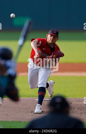 Cleveland Guardians' Tanner Bibee pitches in the first inning of a ...