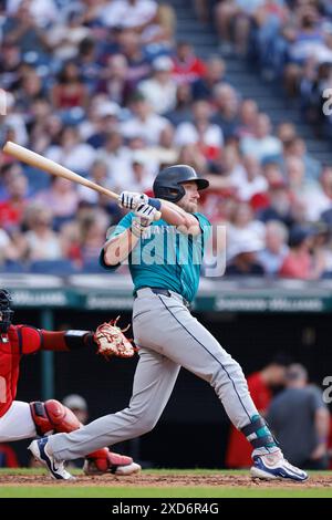 Seattle Mariners' Luke Raley (20) celebrates his three run home run as ...