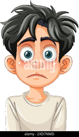 Surprised Boy Expression with Wide Eyes Flat Cartoon Character Stock ...