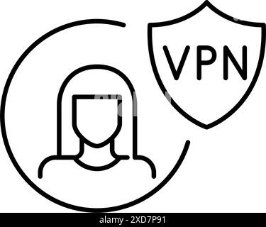 VPN user. Pixel perfect, editable stroke line art icon Stock Vector ...