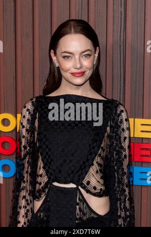 American actress Emma Stone attends the premiere for La La Land at the ...