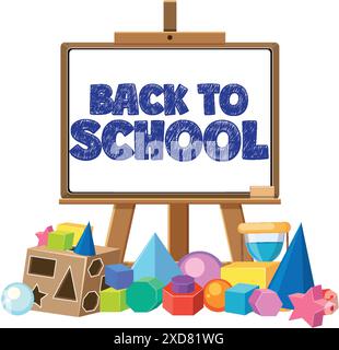 Child with school supplies and geometric shapes Stock Vector Image ...