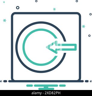 Centralized icon logo sign vector outline in black and white color ...