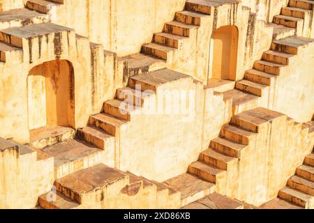 Awesome view of steps and niches of Panna Meena ka Kund reservoir in ...